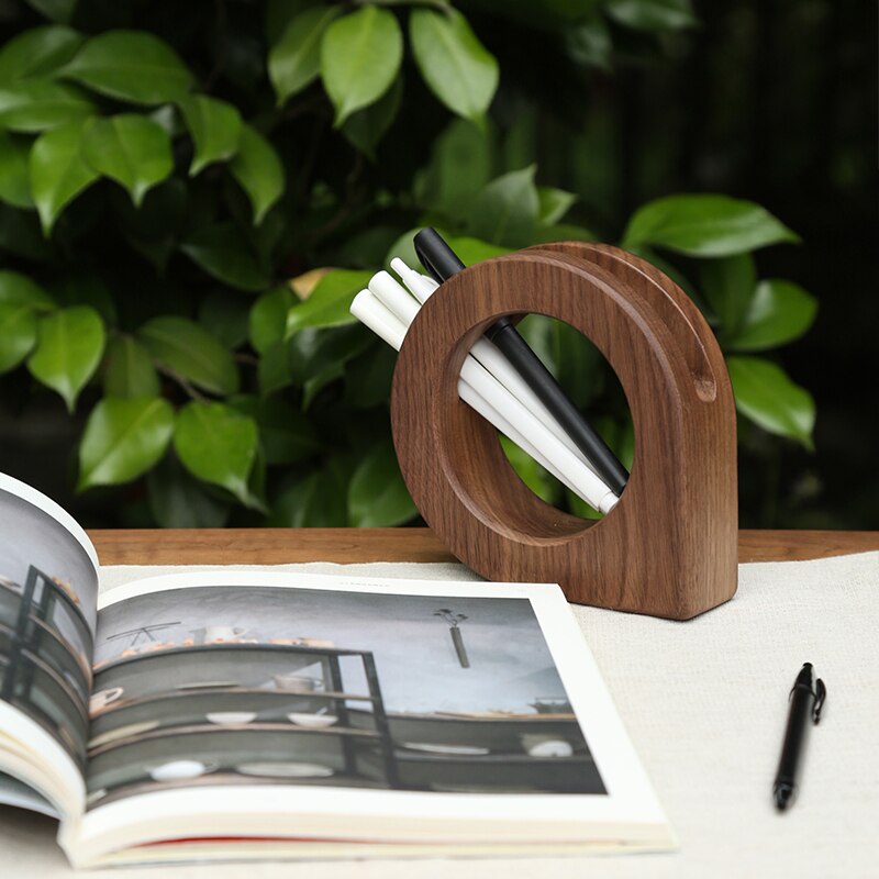 Wooden Contemporary O Pen Holder - Walnut – Make Space For This