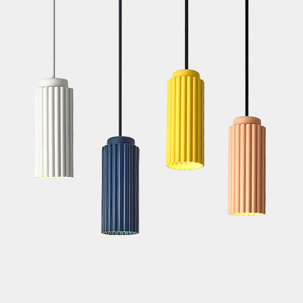 Fluted Colour Pendant Lights - Black, White, Blue, Yellow & Pink – Make ...